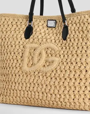 Dolce & Gabbana Dolce Gabbana Dg Logo Raffia-effect Tote Bag
