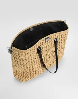 Dolce & Gabbana Dolce Gabbana Dg Logo Raffia-effect Tote Bag