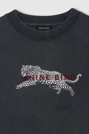 ANINE BING Leopard Print Logo Sweatshirt