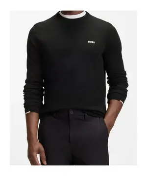 Hugo Boss Crewneck Knit Sweater With Ribbed Details