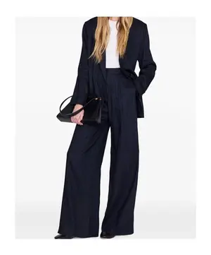 ANINE BING Paola Pinstripe Wide-leg Trousers