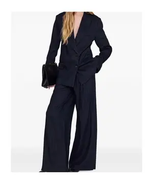 ANINE BING Paola Pinstripe Wide-leg Trousers
