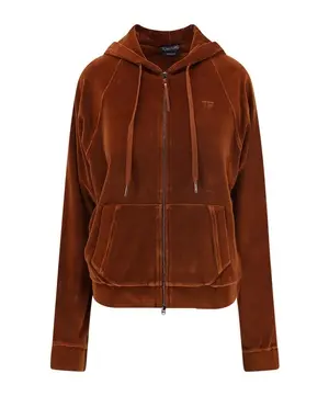 TOM FORD Zip-up Drawstring Hoodie - Brown