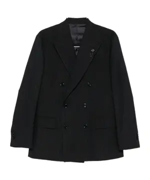 LARDINI Pinstripe Double-breasted Blazer - Blue