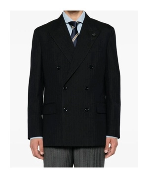 LARDINI Pinstripe Double-breasted Blazer