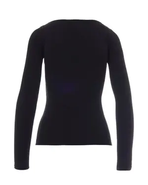 Elisabetta Franchi Long Sleeve V-neck Top With Embellishment