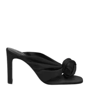 ROTATE BY BIRGER CHRISTENSEN Square-toe Satin Sandals - Black