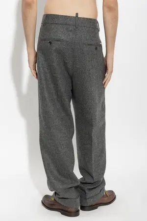 Dsquared2 Tweed Wide-leg Pleated Trousers