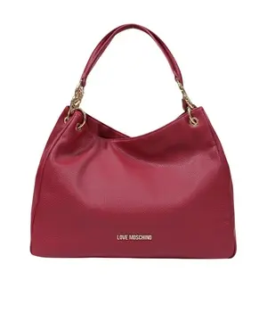 Moschino Leather Shoulder Bag With Gold Tone Hardware
