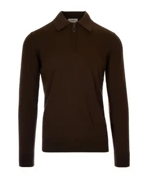 PAOLO PECORA Long-sleeved Zip-up Sweater - Black