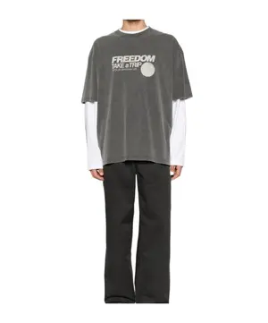 7 For All Mankind Graphic-print Crew-neck T-shirt - Dark Grey