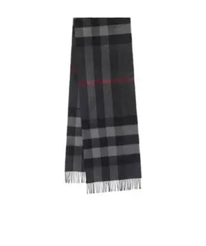 Burberry Check Fringed Scarf - Black