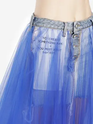 BEN TAVERNITI UNRAVEL PROJECT Tulle Spliced Denim Skirt