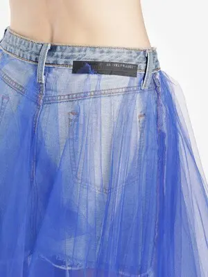 BEN TAVERNITI UNRAVEL PROJECT Tulle Spliced Denim Skirt