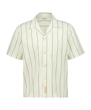 BODE Celery Striped Short-sleeve Shirt - White