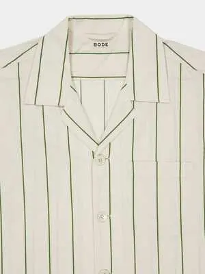 BODE Celery Striped Short-sleeve Shirt