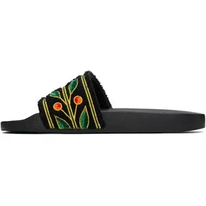 Casablanca Laurel Terry Embroidered Slides