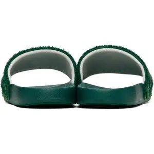 Casablanca Laurel Terry Embroidered Slides - Green