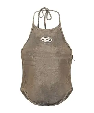 DIESEL® Logo Plaque Satin Top - Beige