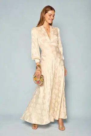 Rixo Emory Daisy Jacquard Champagne Regular