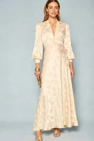 Rixo Emory Daisy Jacquard Champagne Regular