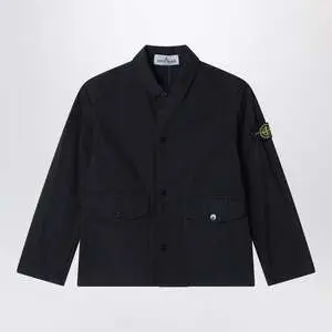 Stone Island Navy Shirt Jacket In Cotton - Blue