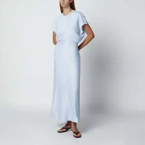 TOTEME TOTEME Fluid Viscose Satin Crewneck Dress Light Blue