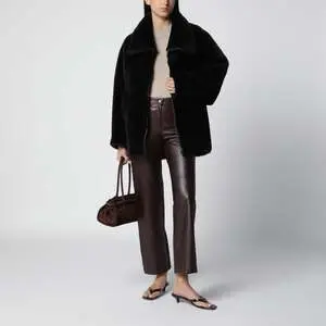 BLANCHA Chocolate Zip-up Shearling Jacket