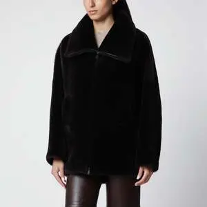 BLANCHA Chocolate Zip-up Shearling Jacket - Brown