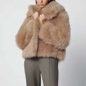 BLANCHA Short Caramel Fur Jacket - Beige