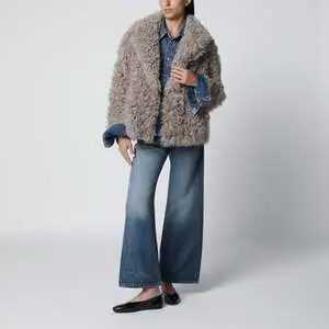 BLANCHA Short Taupe Fur Jacket