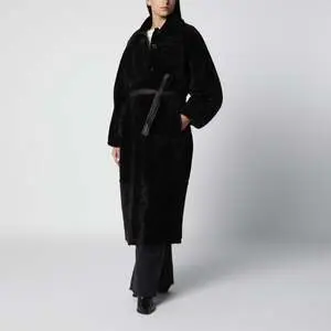 BLANCHA Chocolate Belted Fur Coat - Brown