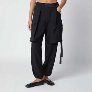 Sacai Wool-blend Cargo Trousers - Black