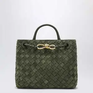 Bottega Veneta Andiamo Small Intrecciato Suede Bag - Green
