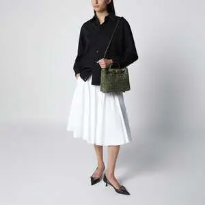 Bottega Veneta Andiamo Small Intrecciato Suede Bag - Green