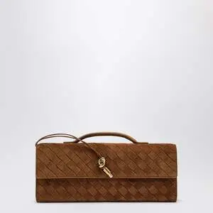Bottega Veneta Andiamo Clutch With Suede Handle - Brown