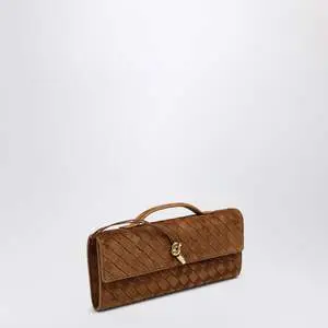 Bottega Veneta Andiamo Clutch With Suede Handle - Brown