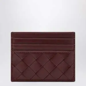 Bottega Veneta Barolo Color Card Holder In Intrecciato Burgundy