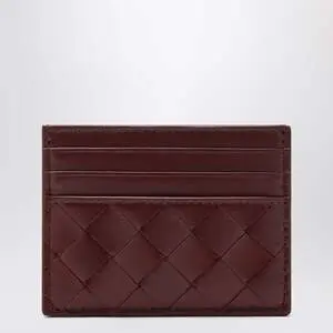 Bottega Veneta Barolo Color Card Holder In Intrecciato - Burgundy