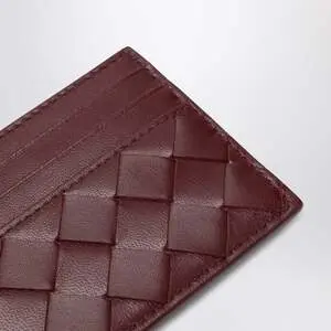 Bottega Veneta Barolo Color Card Holder In Intrecciato - Burgundy