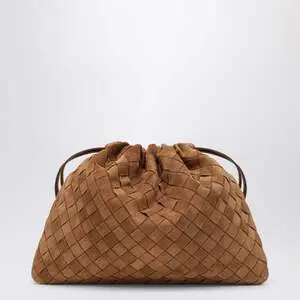 Bottega Veneta Intrecciato Suede Pouch - Brown