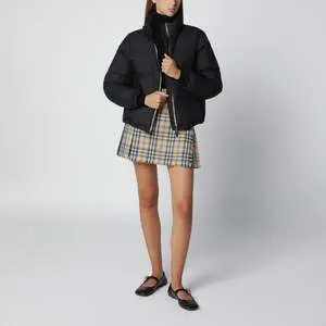 Burberry Zip-up Down Jacket With Check Detail
