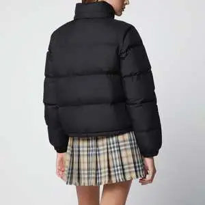 Burberry Zip-up Down Jacket With Check Detail