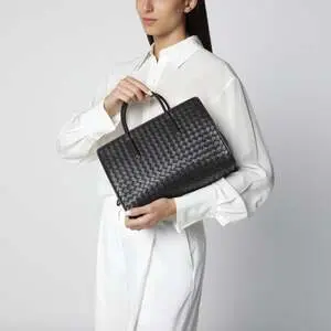 Bottega Veneta Small Barbara Tote Bag In Woven Leather - Brown