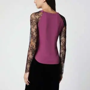 Valentino Garavani Cotton Jersey T-shirt With Lace Sleeves - Pink