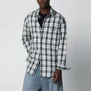 Balenciaga Regular-fit Checked Cotton Flannel Shirt In White/black