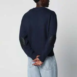 Bottega Veneta Cashmere Crew Neck Sweater With Intrecciato Elbow Patches