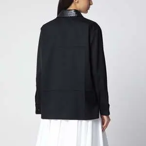 Bottega Veneta Light Wool Twill Shirt With Braided Leather Collar