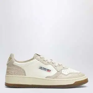AUTRY Medalist Low Sneakers In Marshmallow/ivory With Python-effect Inserts - Beige