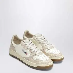 AUTRY Medalist Low Sneakers In Marshmallow/ivory With Python-effect Inserts